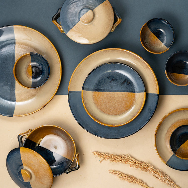 Azure Half and Half Ceramic Dinner Set(29 Piece) – Tibros
